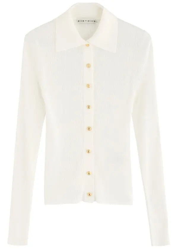 Alice + Olivia Nealie Ribbed-knit Shirt