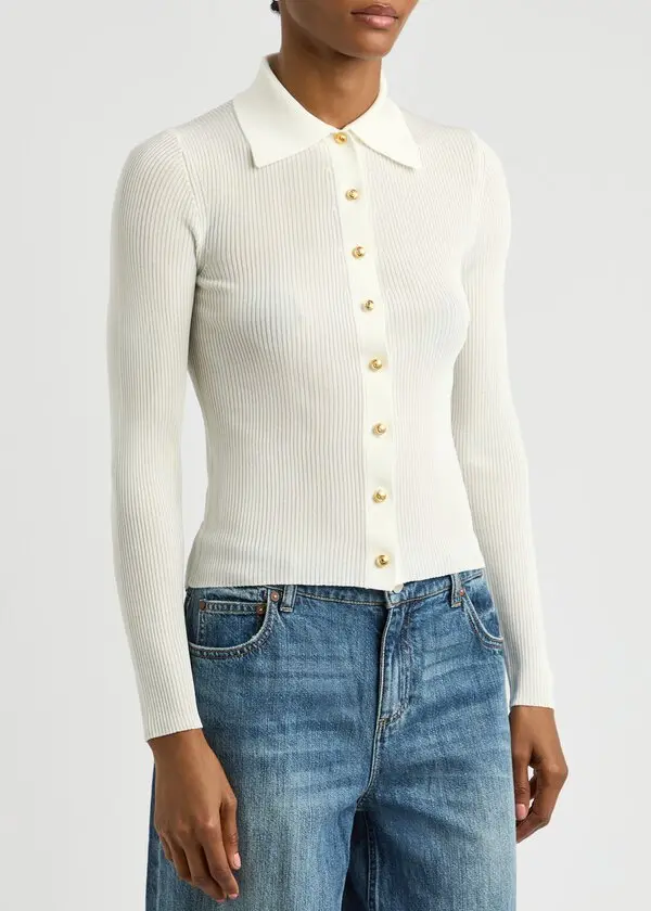 Alice + Olivia Nealie Ribbed-knit Shirt