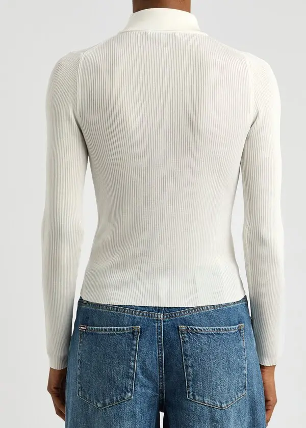 Alice + Olivia Nealie Ribbed-knit Shirt