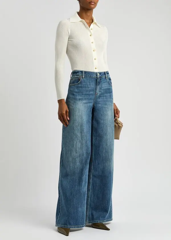 Alice + Olivia Nealie Ribbed-knit Shirt
