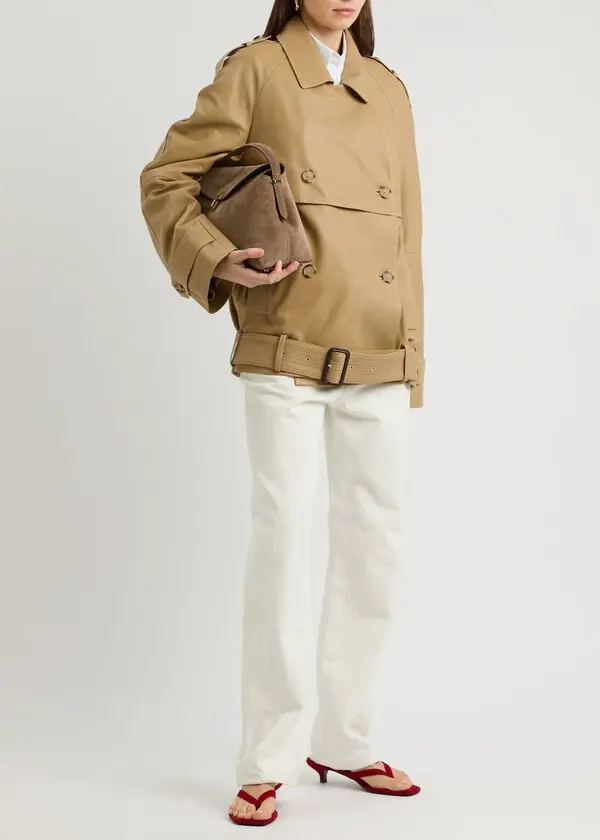 TOTEME Belted Double-breasted Leather Trench Coat