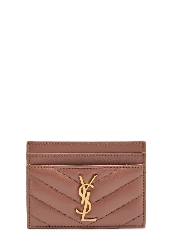 Saint Laurent Cassandre Quilted Leather Card Holder - Rose