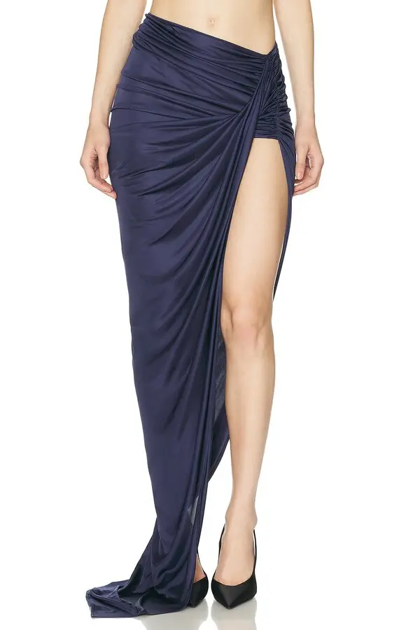 Atlein Draped Asymmetric Skirt - Abysse