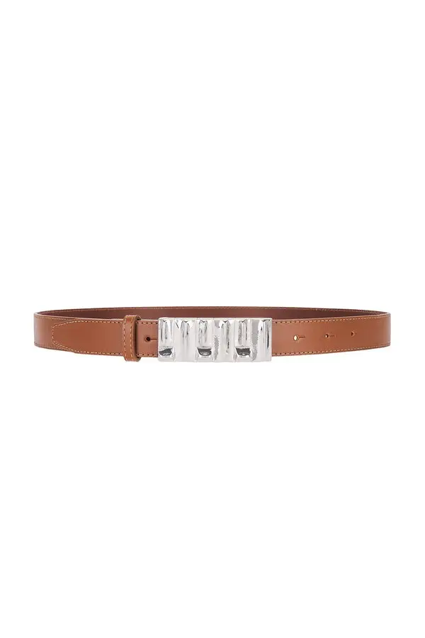 FRAME Sculptural Leather Belt - Cognac