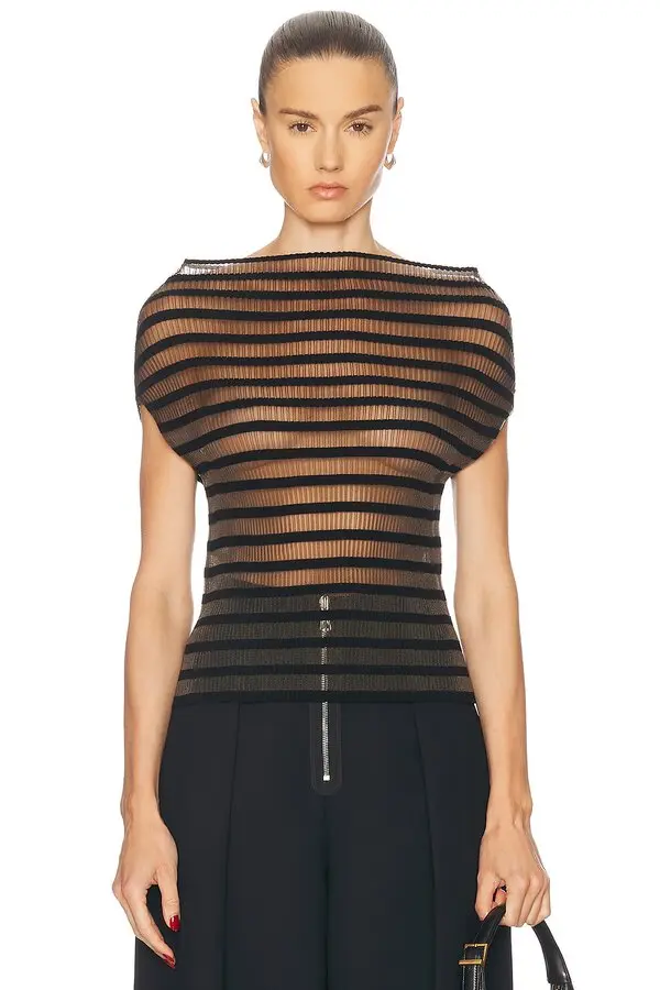 Jean Paul Gaultier Mariniere Striped Top In Black 40% Off