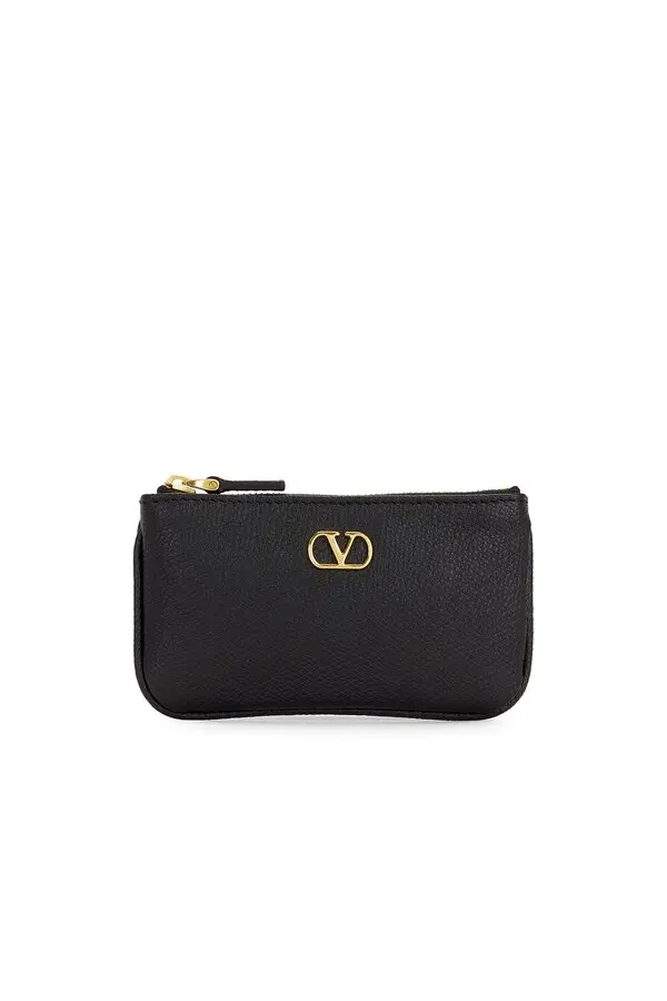 Valentino Garavani V Logo Signature Coin Purse In Black - Nero