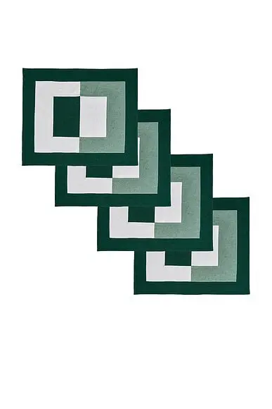 MISETTE Linen Embroidered Placemats Set Of 4 - Green