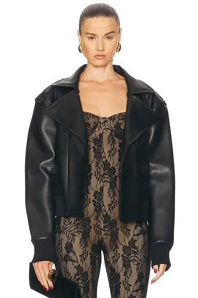 Norma Kamali Faux Leather Moto Jacket