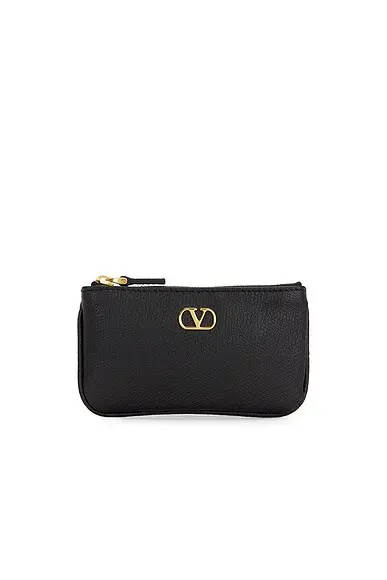 Valentino Garavani V Logo Signature Coin Purse - Nero