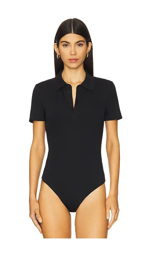 Commando Neoprene Polo Bodysuit - Black