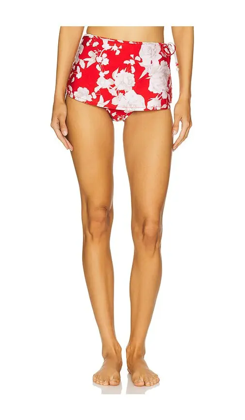L'Agence Ellen Bikini Bottom With Wrap Skirt - Ikebana Rose