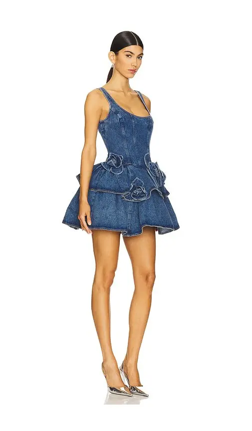 AKNVAS Devyn Ruffle Denim Dress