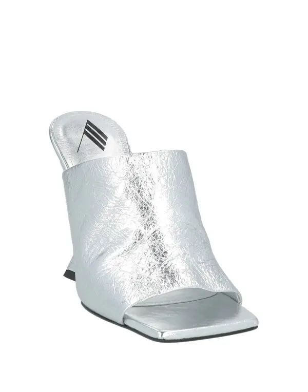 Attico Leather Sandals - Silver