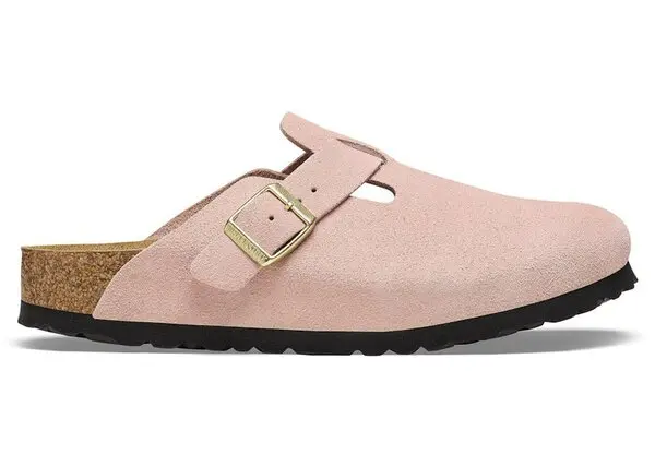 BIRKENSTOCK Boston Suede Clogs - Light Rose