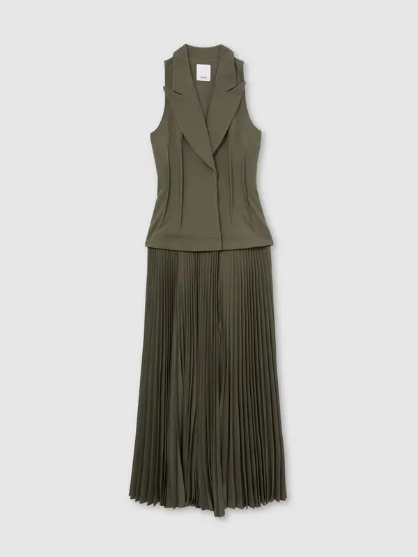 Buy Acler Stinford Pleated Midi Dress - Dark Olive Green At 40% Off |  Editorialist