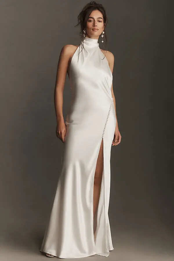 SAU LEE High-neck Maxi Dress - Ivory