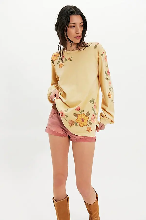 Free People Violet Vines Long Sleeve - Yellow Combo