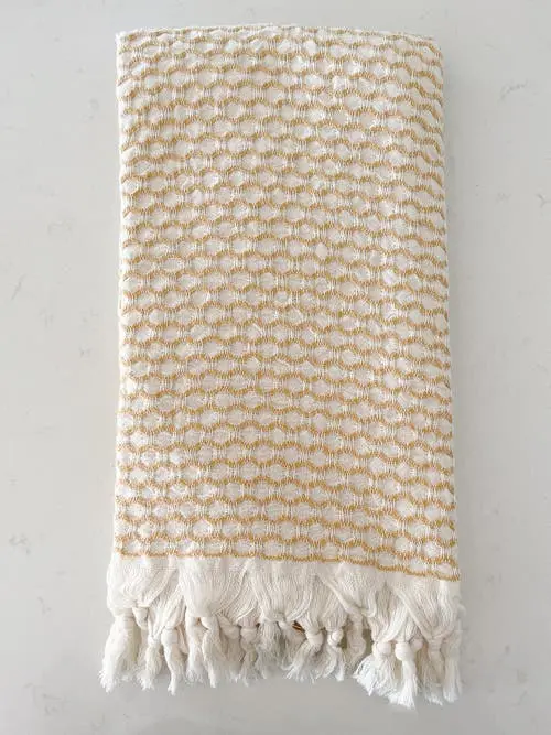 Anaya Beach Wave Turkish Cotton Beach Towel - Yellow