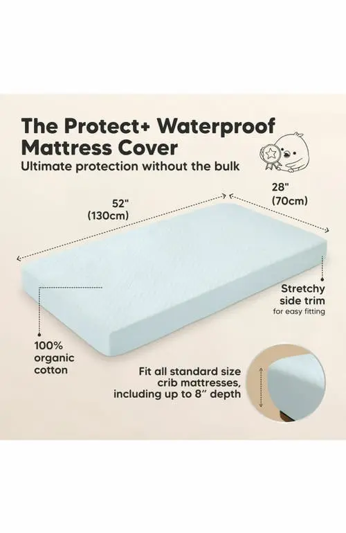 KEABABIES 2-pack Mavy Protect+ Waterproof Crib Mattress Protector - Frost