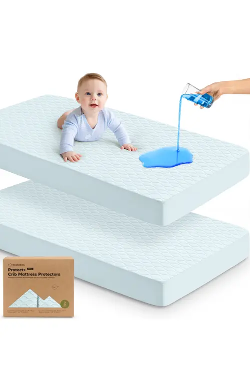 KEABABIES 2-pack Mavy Protect+ Waterproof Crib Mattress Protector - Frost