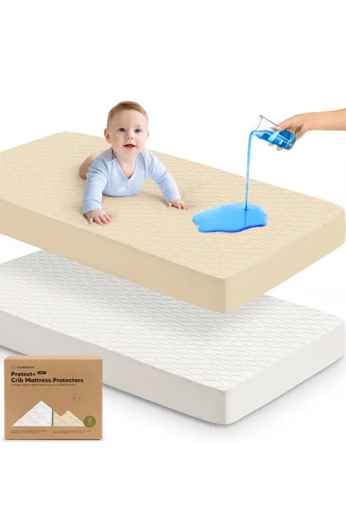KEABABIES 2-pack Mavy Protect+ Waterproof Crib Mattress Protector - Khaki