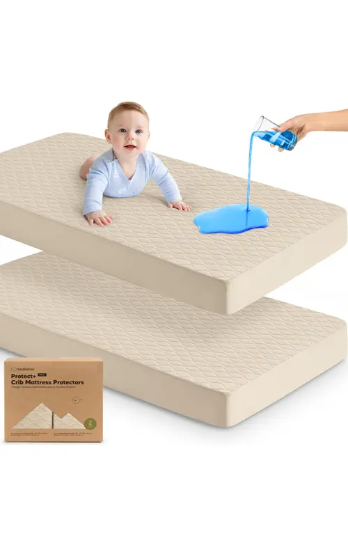 KEABABIES 2-pack Mavy Protect+ Waterproof Crib Mattress Protector - Oat