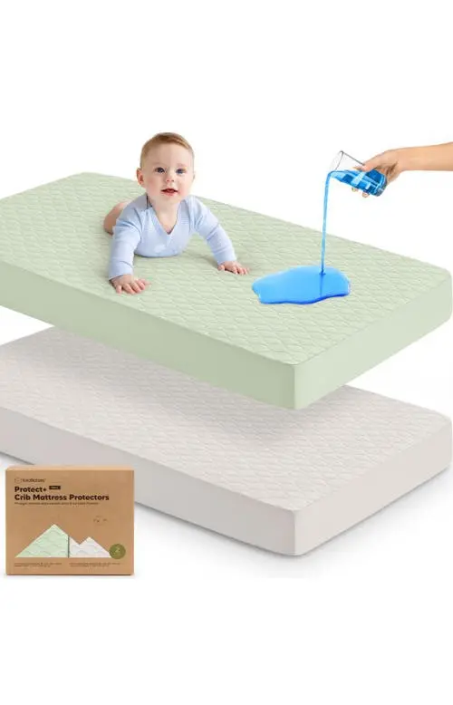 KEABABIES 2-pack Mavy Protect+ Waterproof Crib Mattress Protector - Sage