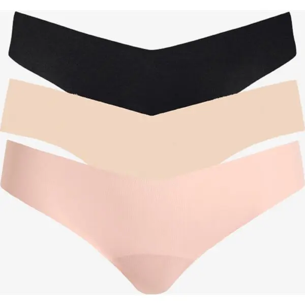 Commando Classic Solid Thong 3-pack - Blush/beige/black