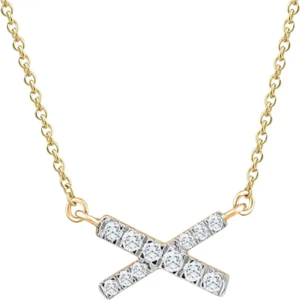 BLISS DIAMOND 1/5 Ct Tw Diamond Cross Pendant Necklace - 10k Yellow Gold