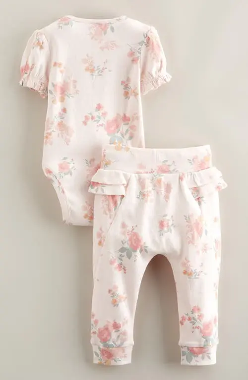Nordstrom Print Cotton Bodysuit & Ruffled Joggers Set - Pink Delicacy Summer Bloom