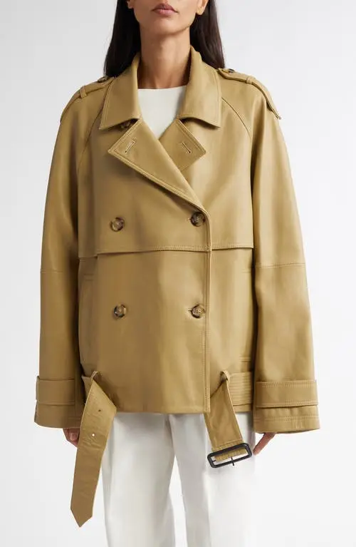 TOTEME Leather Crop Trench Coat - Desert
