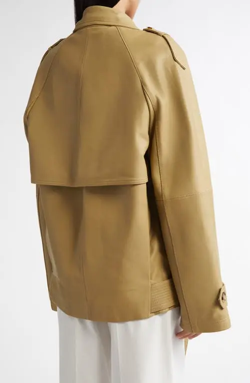 TOTEME Leather Crop Trench Coat - Desert
