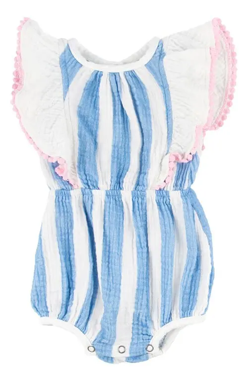 MIKI MIETTE Willa Stripe Ruffle Shoulder Bubble Romper - Starburst