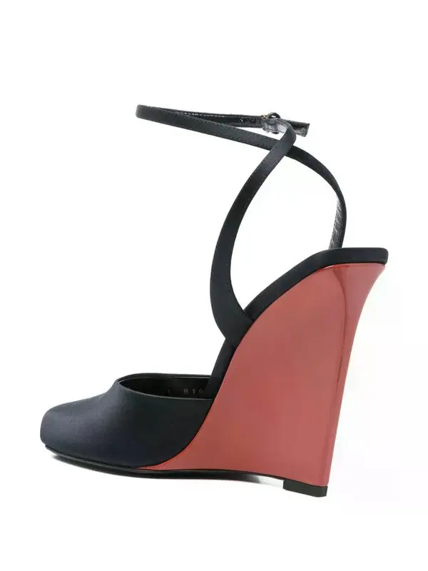 Saint Laurent 115mm La Scandale Wedge Sandals - Blue