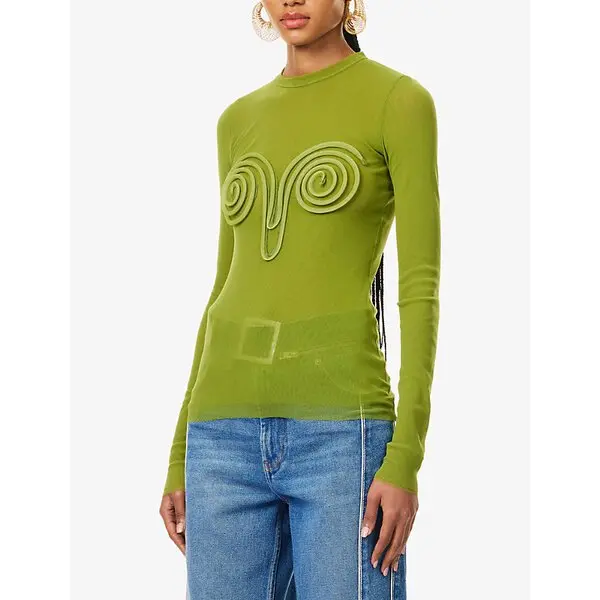 Jean Paul Gaultier Spiral-Embellishment Long-Sleeves Woven Top