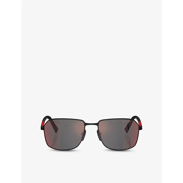 Prada Square-frame Metal Sunglasses - Black