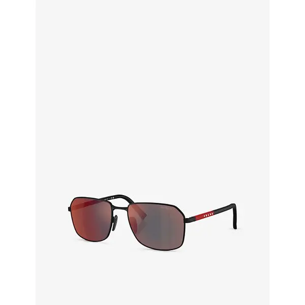 Prada Square-frame Metal Sunglasses - Black