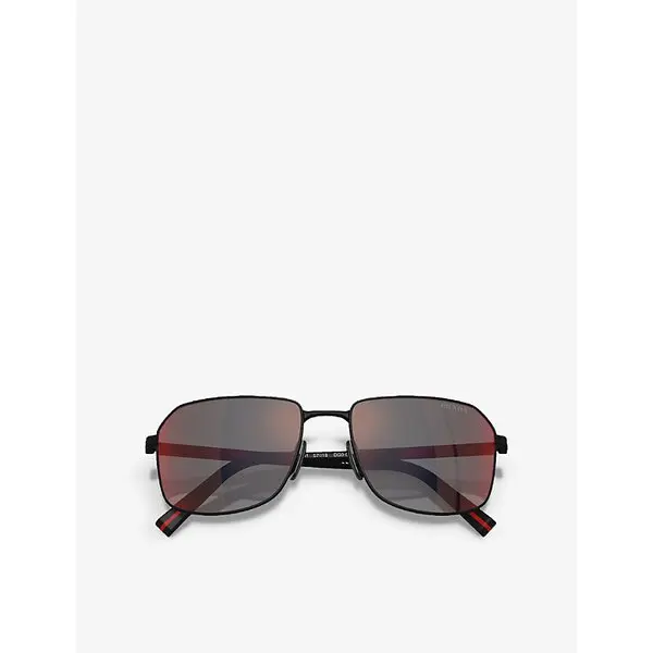 Prada Square-frame Metal Sunglasses - Black