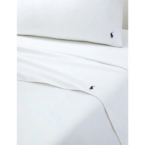 Ralph Lauren Polo Player Cotton Flat Sheet - White