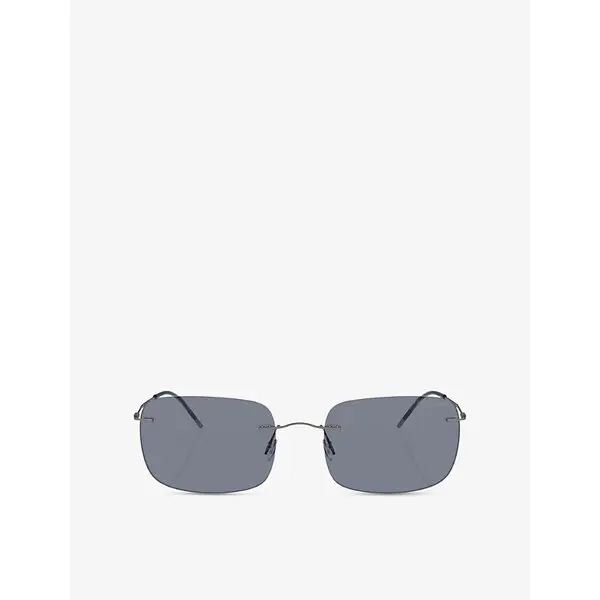 Giorgio Armani Pillow-frame Metal Sunglasses - Silver