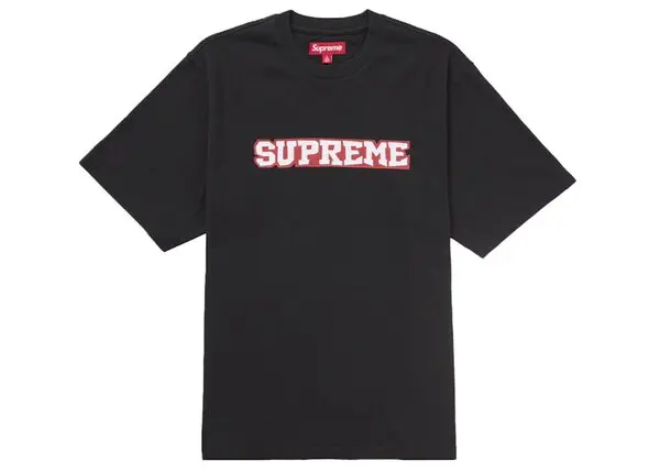 Supreme Satin Appliqué Short Sleeve Top - Black