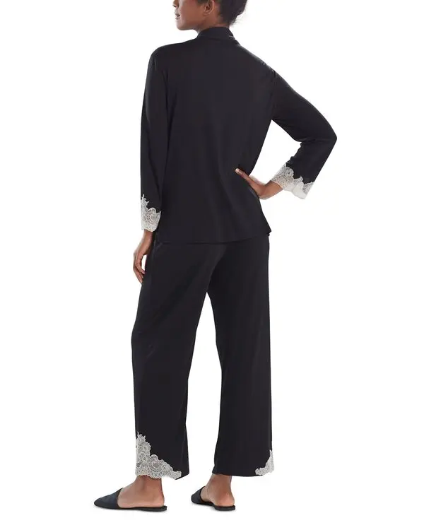 Natori Luxe Shangri La Notch Pajama Set - Black