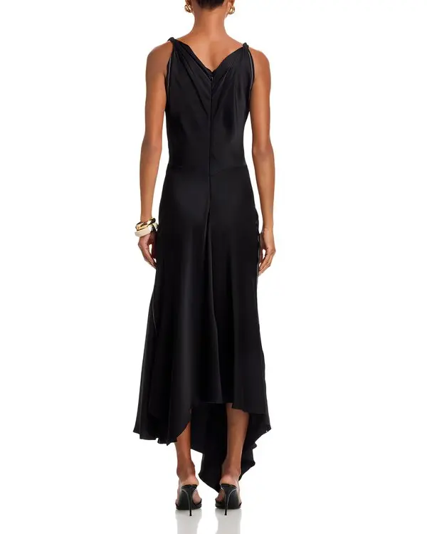 Victoria Beckham Asymmetrical Draped Midi Dress - Black