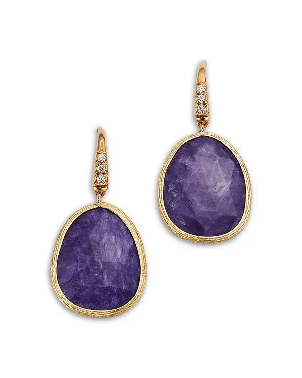 Marco Bicego 18k Yellow Charoite And Diamond Drop Earrings - Gold/charoite