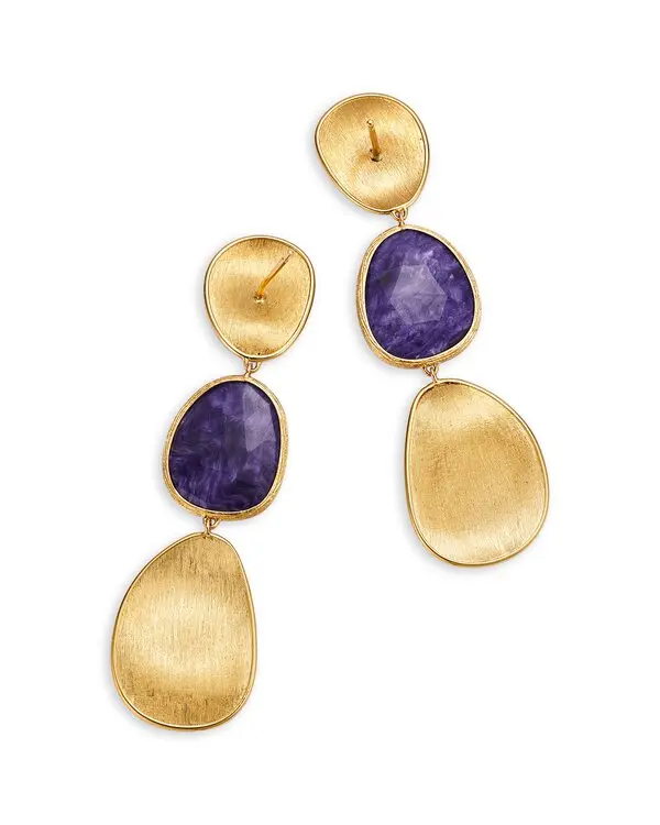 Marco Bicego 18k Yellow Lunaria Color Charoite Drop Earrings - Gold/charoite
