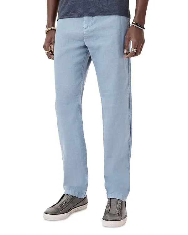 John Varvatos Flint Linen Blend Flared Leg Pants - Old Blue