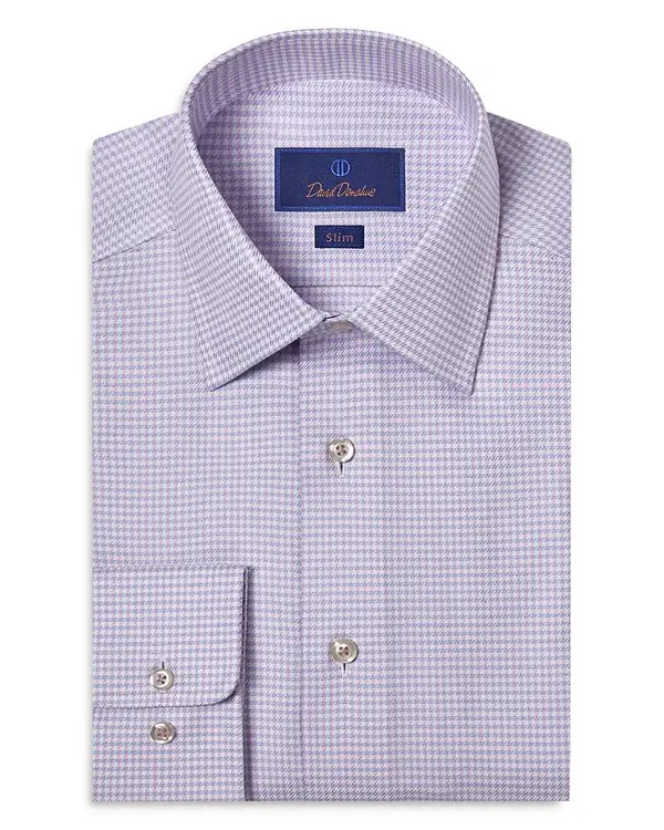 David Donahue Slim Fit End On End Twill Check Dress Shirt