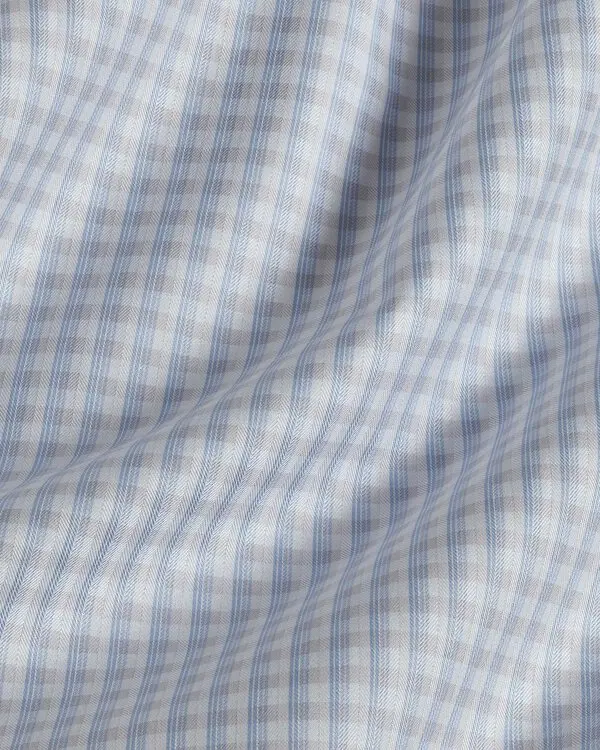 David Donahue Trim Fit Dobby Twill Check Dress Shirt - Sky/ Gray