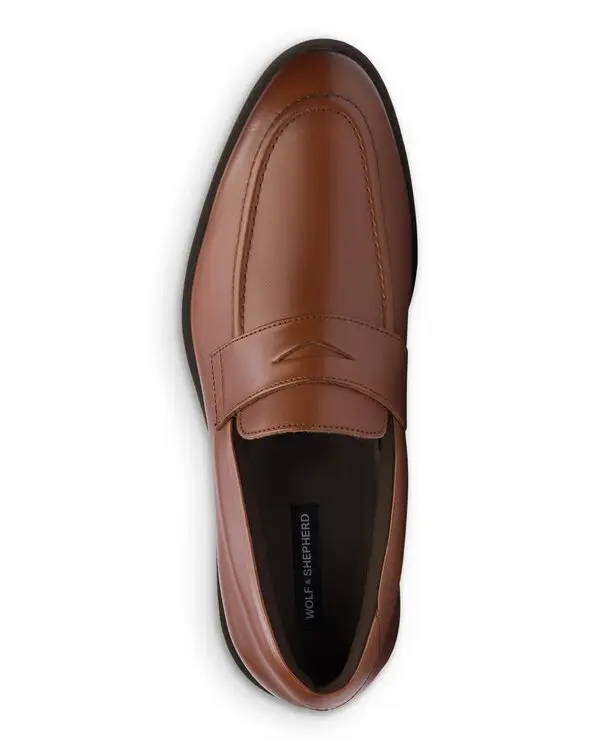 Wolf & Shepherd Closer Leather Penny Loafers In Brown - 62  display picture 1