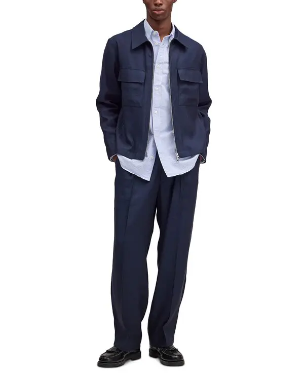 Nn07 Alban Zip-up Linen Blend Jacket - Deep Navy